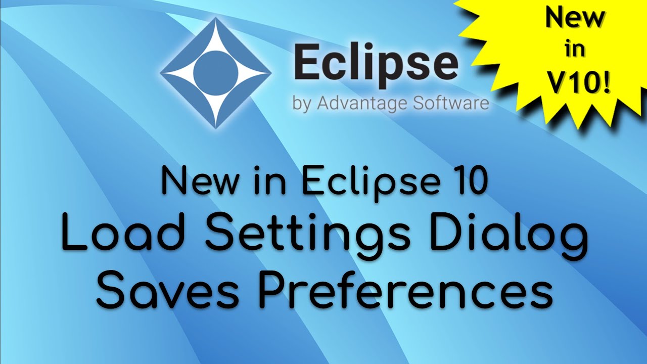 New in Eclipse 10 - Load Settings Dialog Saves Preferences - YouTube