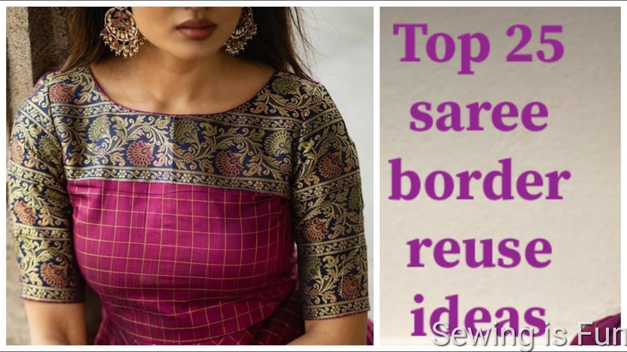 How to Reuse saree border in kurti design ideas,refashion old clothes ...