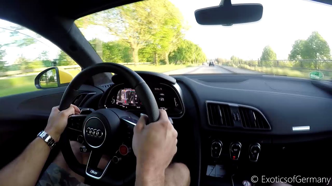 OnBoard 2016 Audi R8 V10 Plus - Launch Controls and Loud Sounds - YouTube