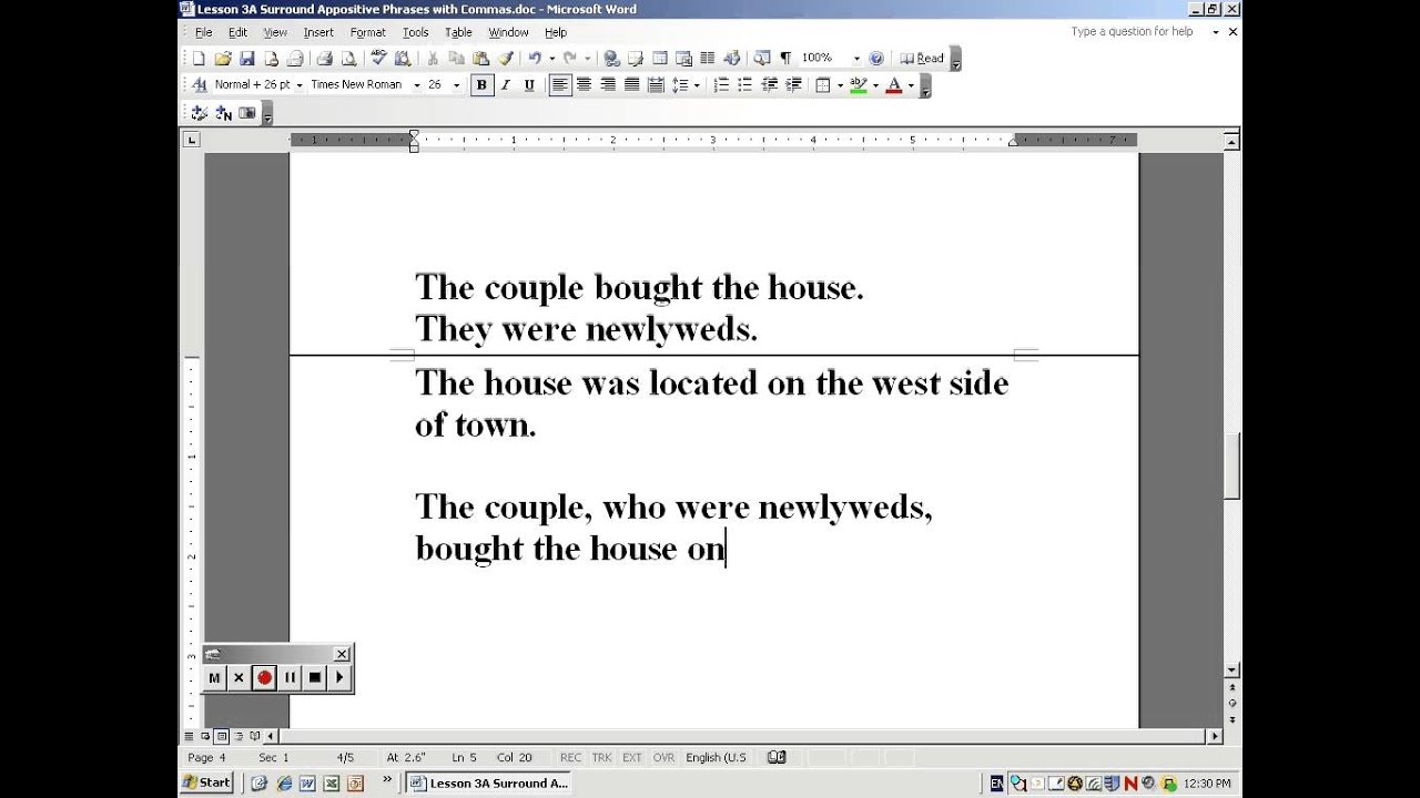 Lesson 3 Surround Appositive Phrases with Commas - YouTube