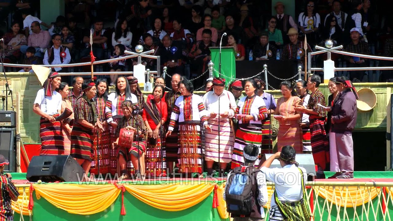 Mizo folks presenting traditional songs with the beats of gong - YouTube