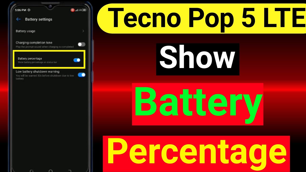 How to Show Battery Percentage In Tecno Pop 5 LTE/Battery Percentage ...