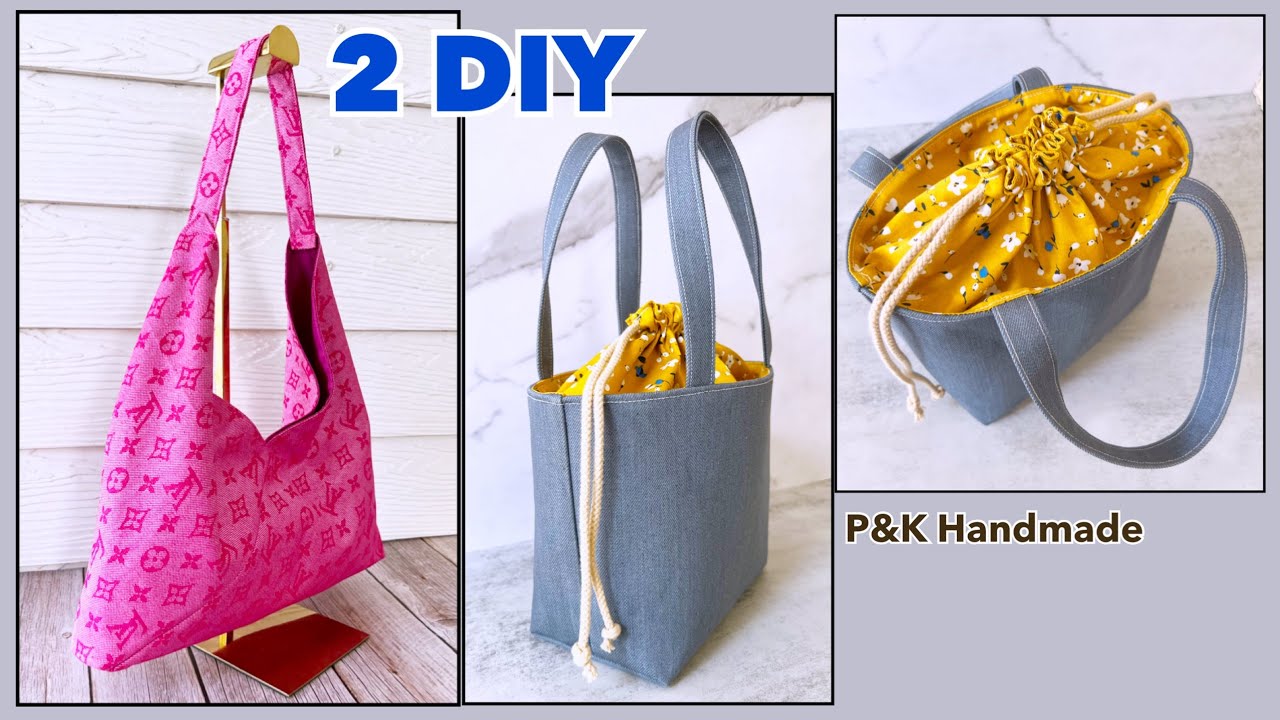 2 IDEAS TOTE BAG | DIY CUTE TOTE BAG SEWING TUTORIAL | SEWING BAG ...