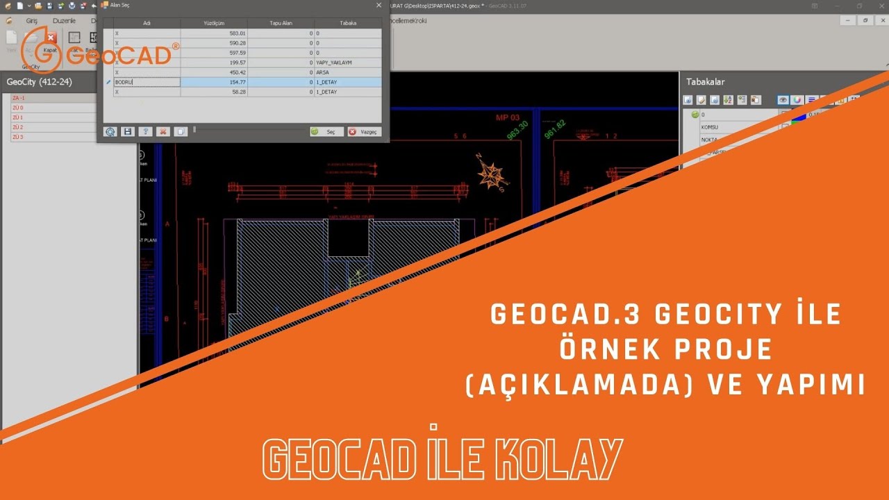 GeoCAD.3 GeoCITY ile Örnek Proje (Açıklamada) ve Yapımı - YouTube