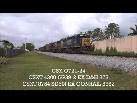 CSX O721-24 with a GP39-2 and a EX conrail SD60I with its marker lights on and horn toots - YouTube
