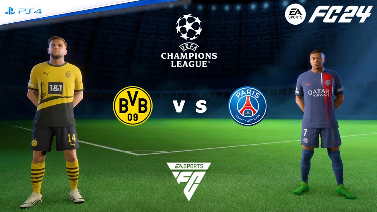 Gameplay FC 24 PS4 - Dortmund vs PSG | Semifinal Liga Champions UEFA ...