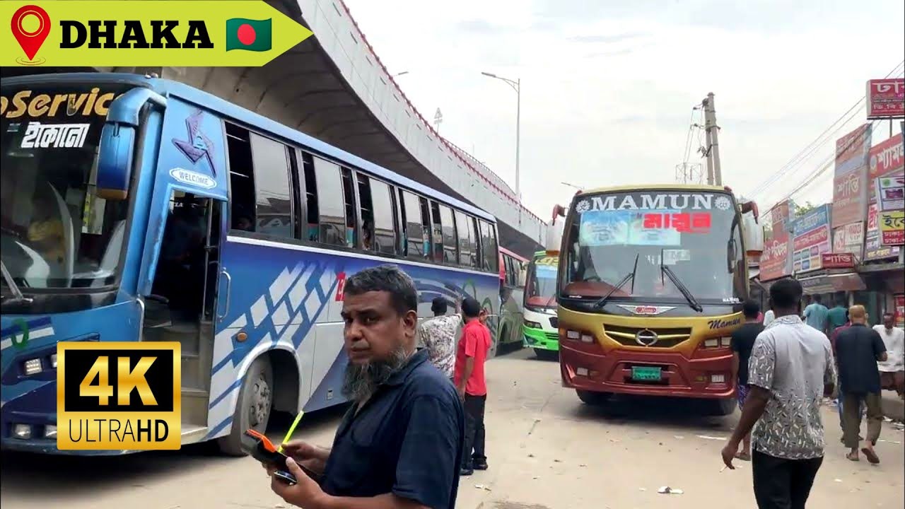 4K Bangladeshi walking tour Dhaka city 2023 || Bus stand Area walking tour 23 - YouTube