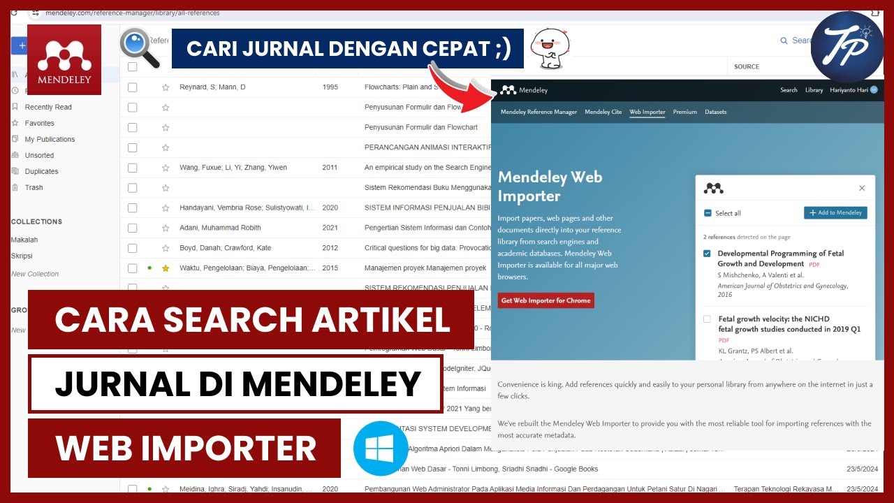 Tutorial Mendeley : Cara Search Artikel Jurnal Di Mendeley Web Importer - YouTube