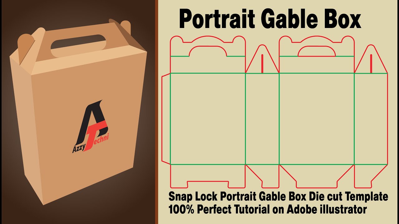 How to Create Portrait Gable Box dieline / Die cut / Template 100% ...