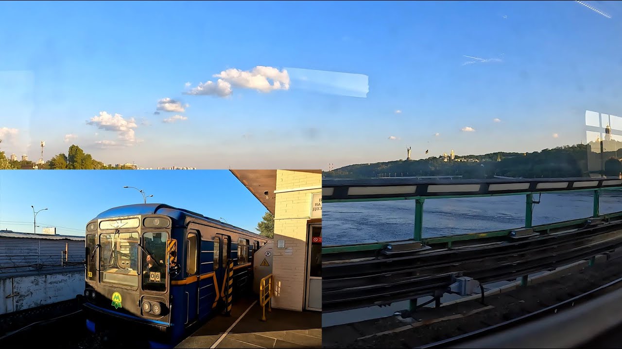 Kyiv metro passenger view: sunset ride from Lisova to Dnipro station 4K ...