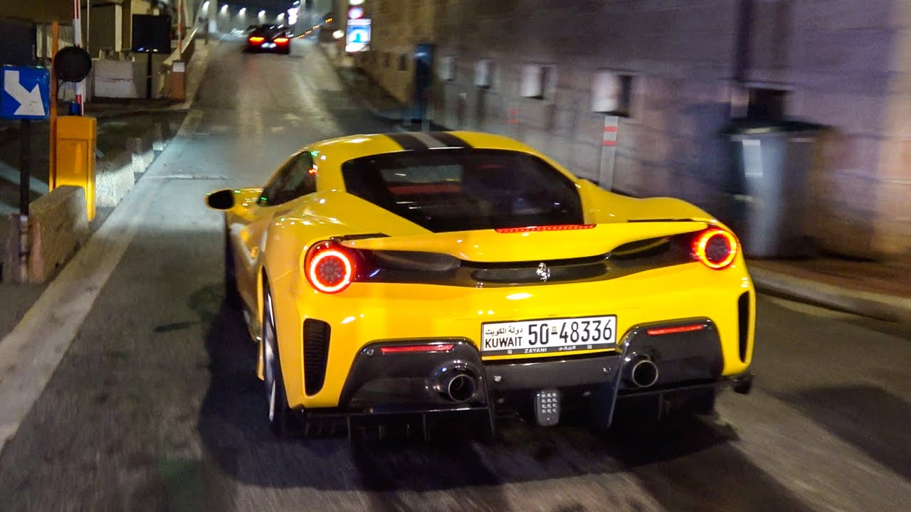 Ferrari 488 Pista with NOVITEC Exhaust in Monaco - Blue FLAMES ...