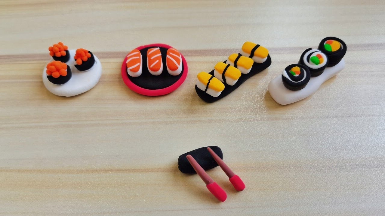 How to make Miniature sushi | DIY Set Sushi polymer Clay - YouTube