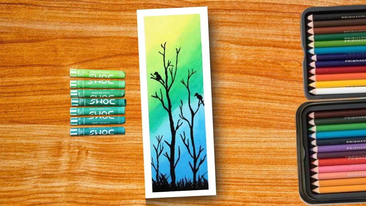 Beautiful oil pastel bookmark || Birds Oil pastel art || DIY Bookmarks ...