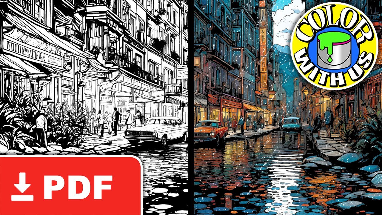 Coloring Rainy Metropolis: Coloring the Cityscape - YouTube
