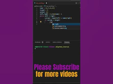 Two Sum II -Input Array Is Sorted #leetcode #python #pythontutorial #shorts #short #ytshorts # ...