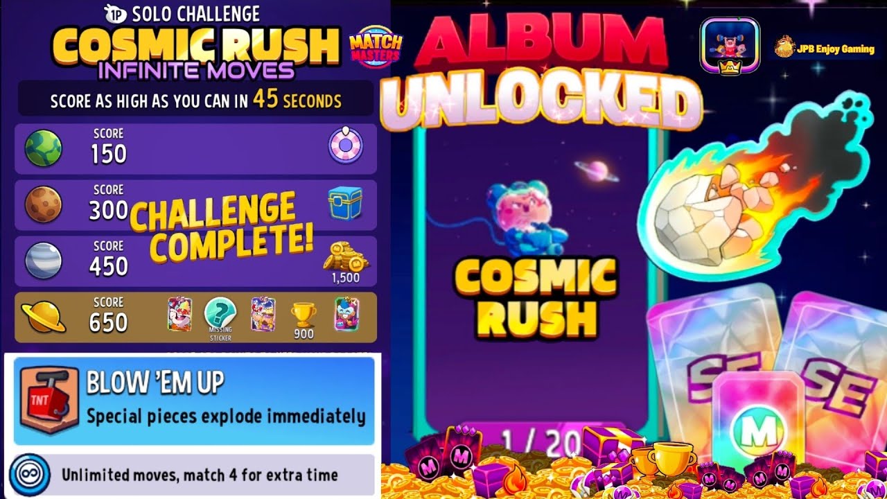Match Masters Solo Challenge Cosmic Rush Infinite Move 45 Seconds Blow ...