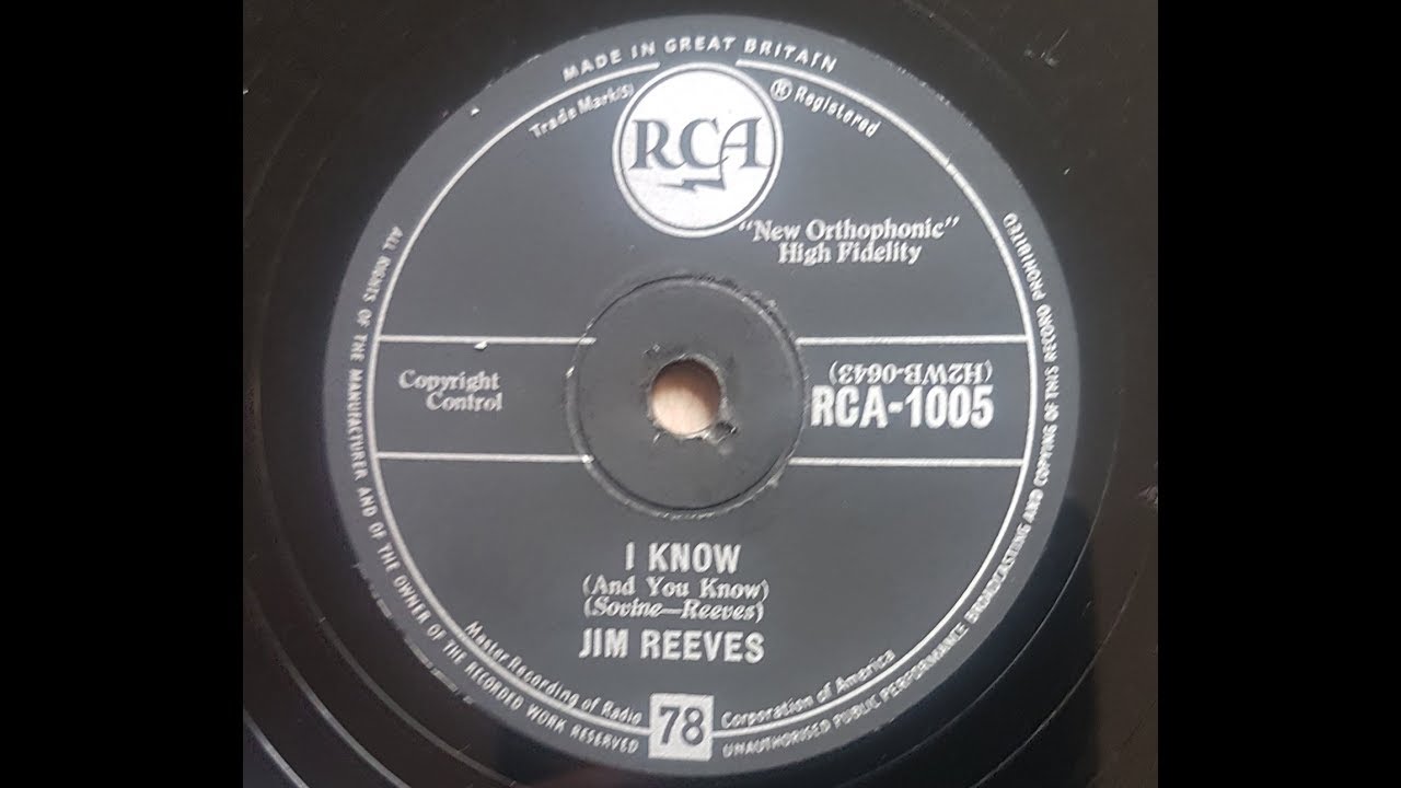 Jim Reeves 'I Know (And You Know)' 1957 78 rpm - YouTube