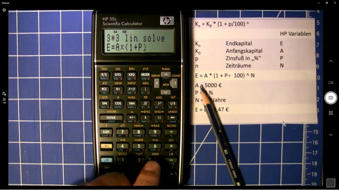 HP 35s Gleichungen und Solver verwenden - YouTube
