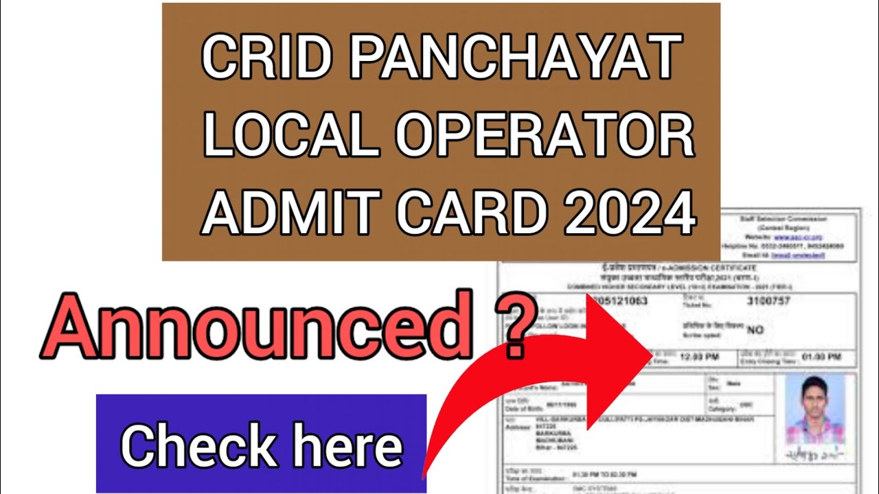 CRID Local Operator Admit Card 2024 | How To Check CRID Admit Card 2024 ...