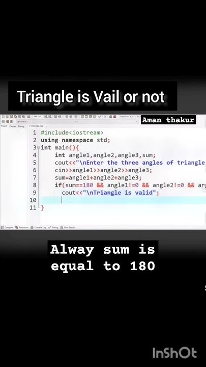 c++ program to check whether the triangle is Valid || #coding || #shorts ||@CodingwithATYoutuber ...