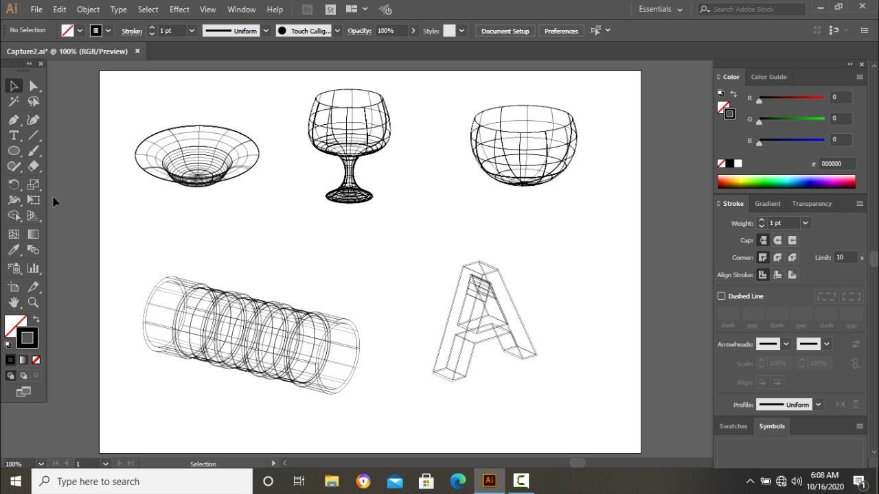 Make Wire frame designs in Adobe illustrator - YouTube