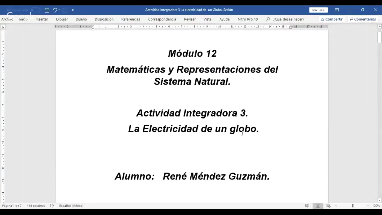 Módulo 12 Cápsula 03 Actividad Integradora "La Electricidad de un Globo ...