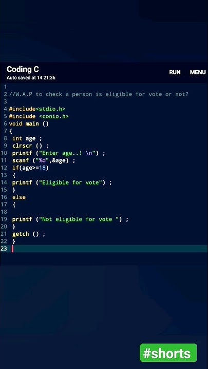 W.A.P to check a person is eligible for vote or not? #cpp #coding #clanguage #coding_gyan # ...