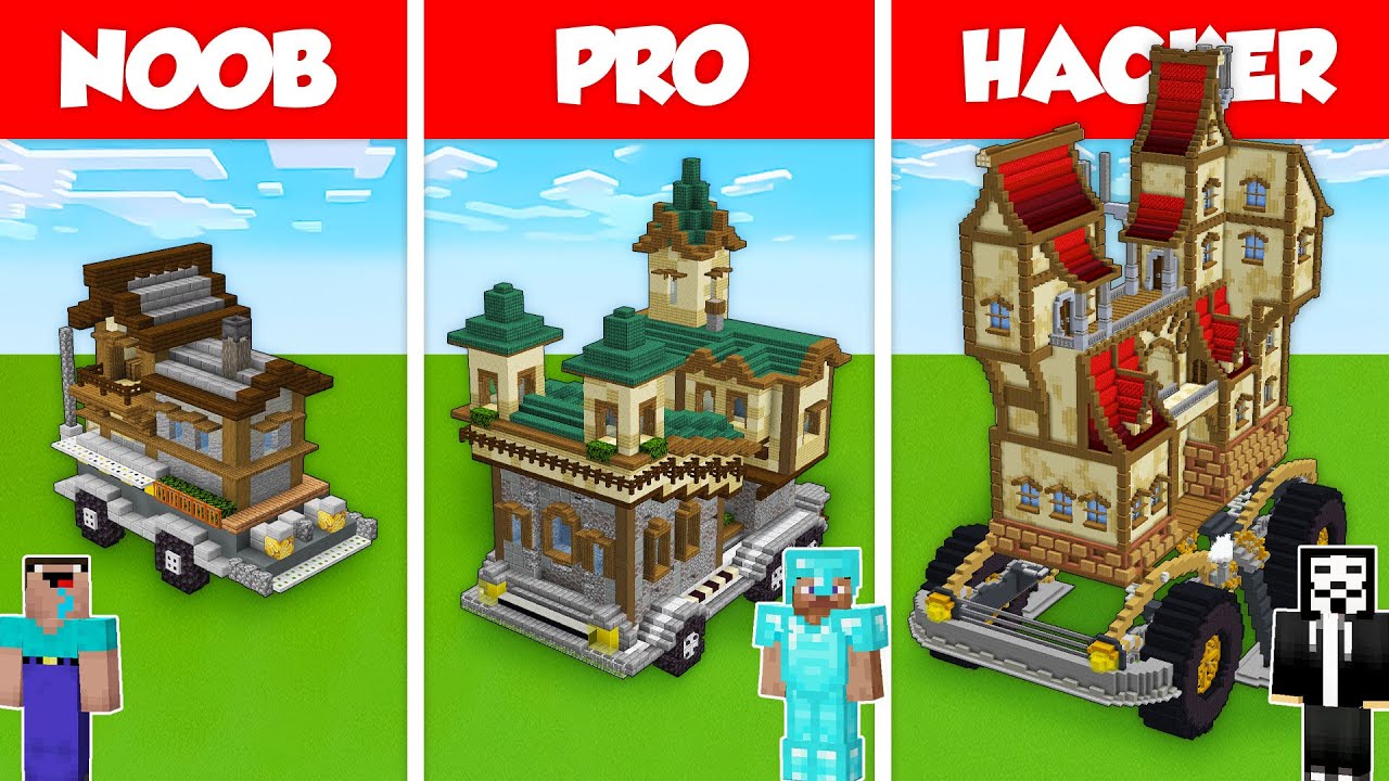 HOUSE ON WHEELS BASE BUILD CHALLENGE - NOOB vs PRO vs HACKER ...