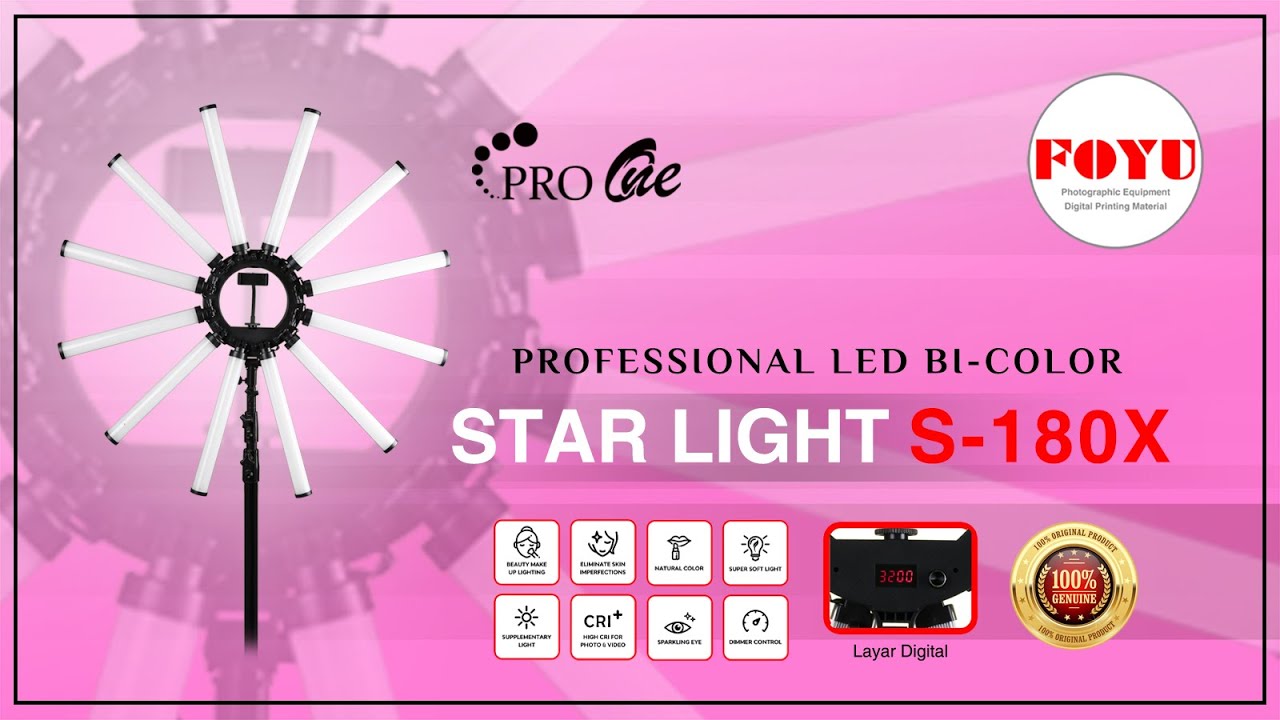 Lampu LED bi-color star light / X lamp / sun lamp Pro One S-180X - YouTube