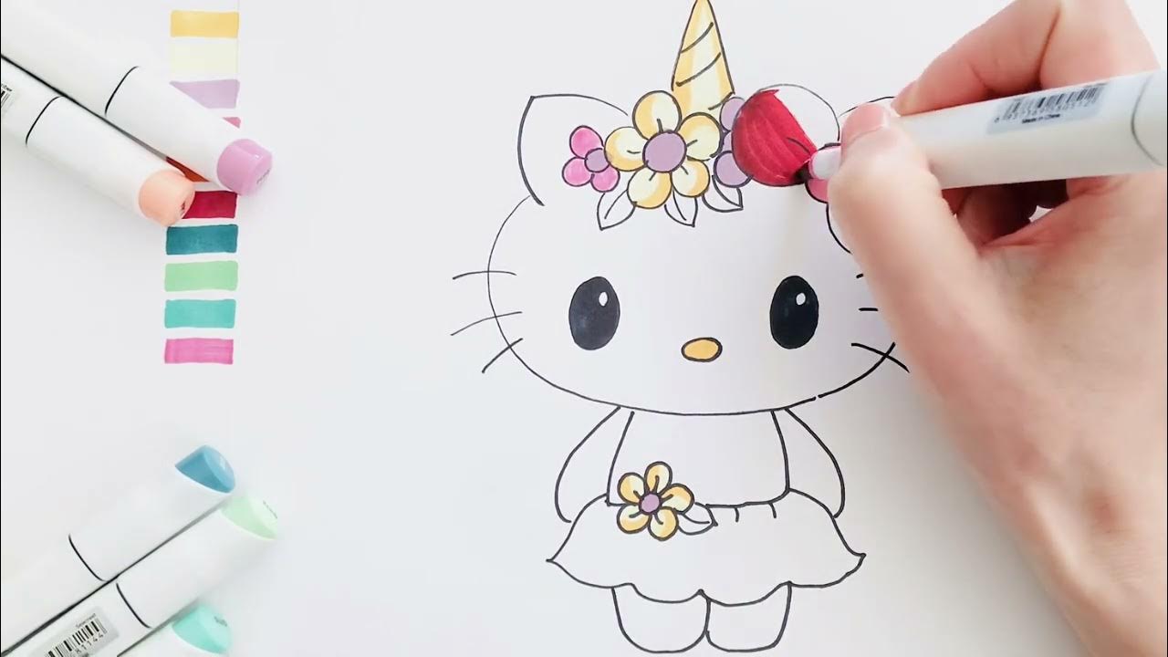 How to Draw A cute Unicorn Hello Kitty | Easy drawing and coloring ...