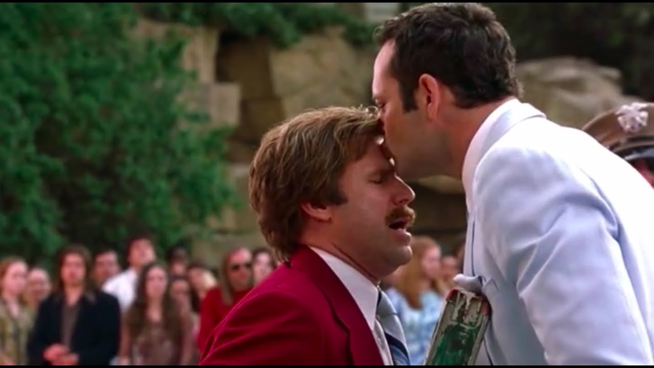 Anchorman - Vince Vaughn Kisses Will Ferrell - YouTube