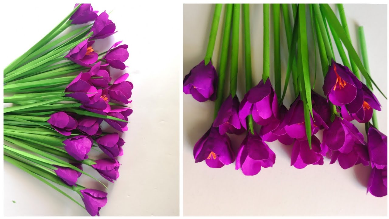 Paper Flower | DIY paper craft | crocus flower - YouTube
