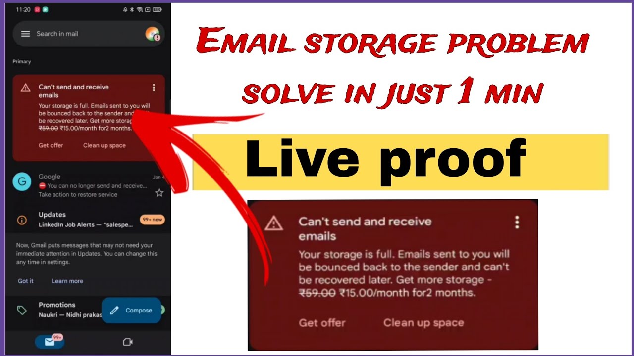 can't send and receive emails on gmail | storage full Problem in gmail ...