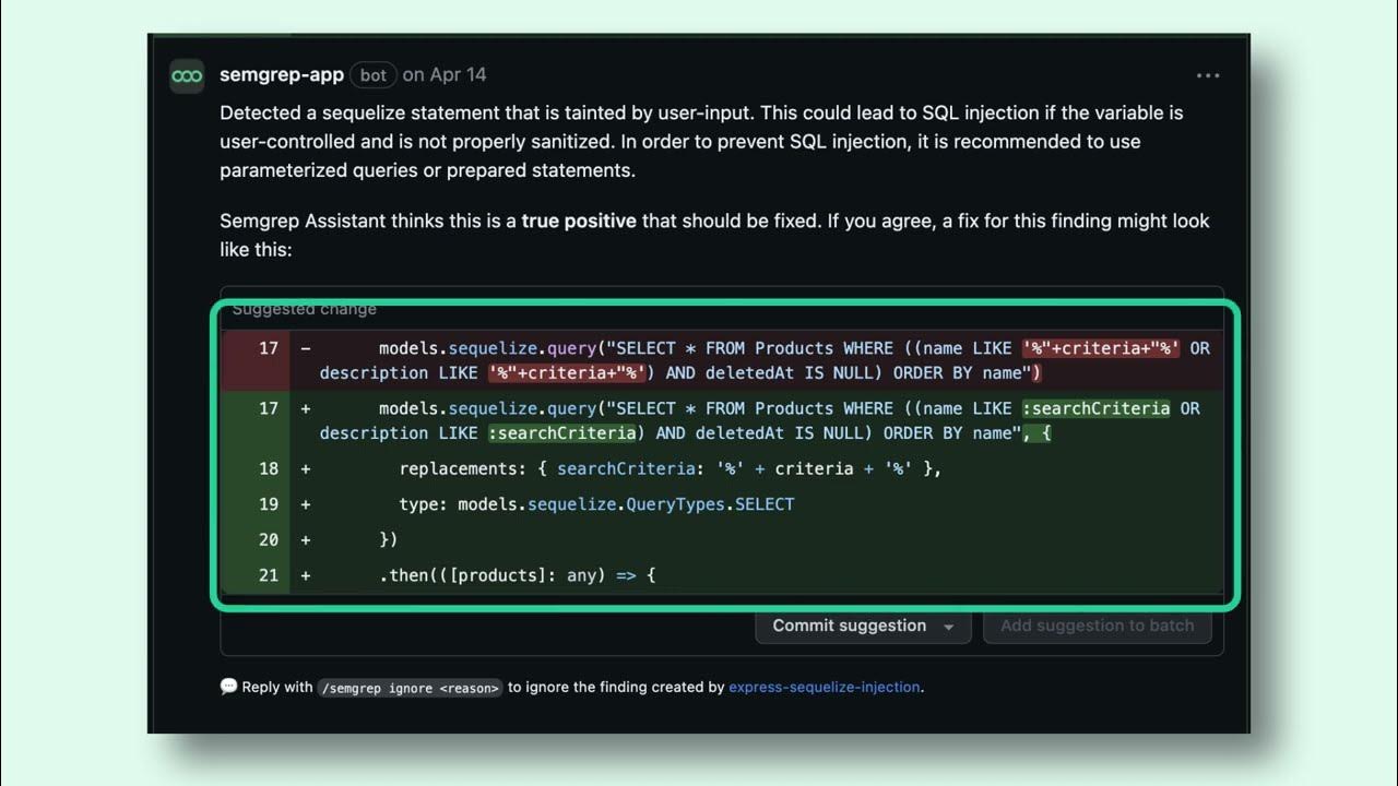 Introduction to Semgrep Assistant - AI-assisted triaging and autofixes for insecure code - YouTube