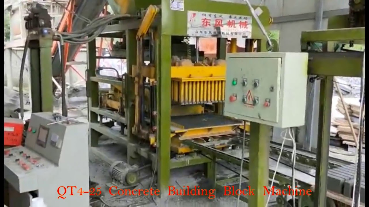 How does the concrete building block machine work? - YouTube