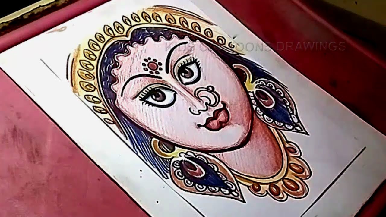 How to Draw Goddess Durga Matha Drawing - YouTube
