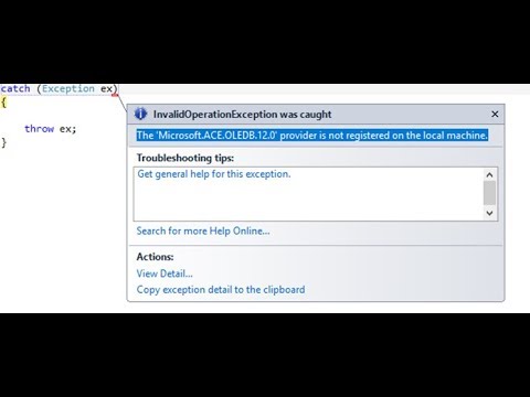 CSharp - Excel - The Microsoft ACE OLEDB 12.0 provider is not registered on the local machine ...