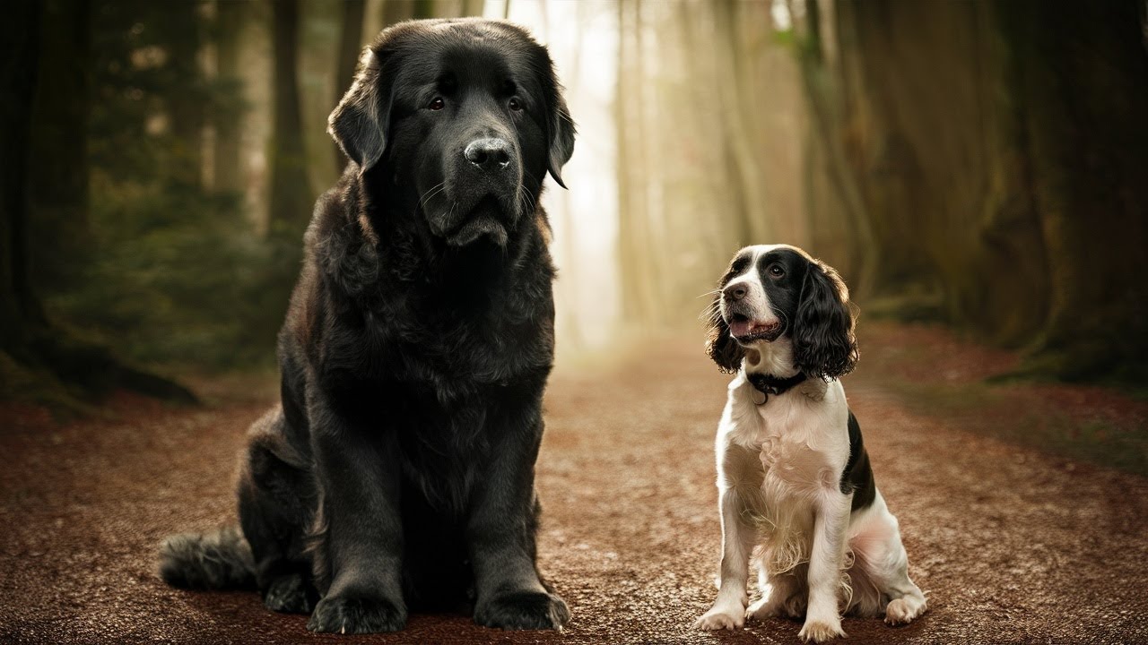 Massive Newfoundland Dogs vs. Tiny Springer Spaniels - YouTube