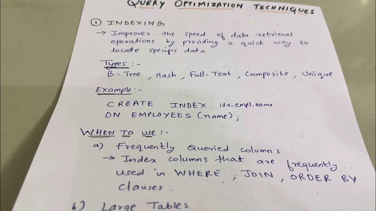INDEXING in DBMS - QUERY OPTIMIZATION Types, Examples, when to use, best practices - YouTube
