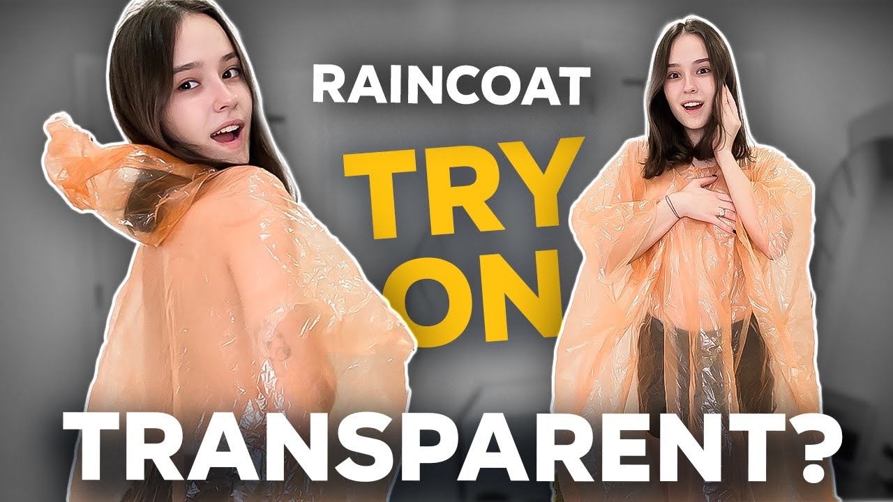 [4K USA] Translucent Raincoat ☔ Airy PVC Try-On Haul & Soft Fluid ...