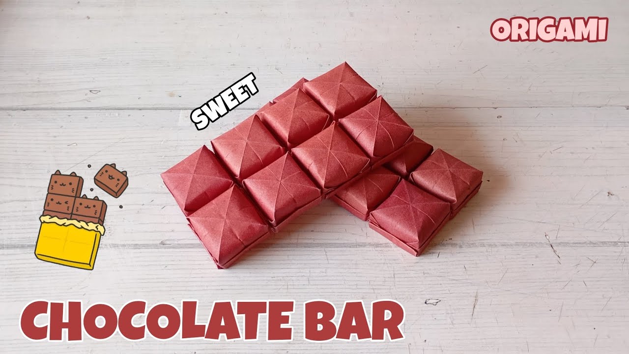 CHOCOLATE BAR ORIGAMI TUTORIAL|HOW TO MAKE A PAPER CHOCOLATE| STEP BY ...