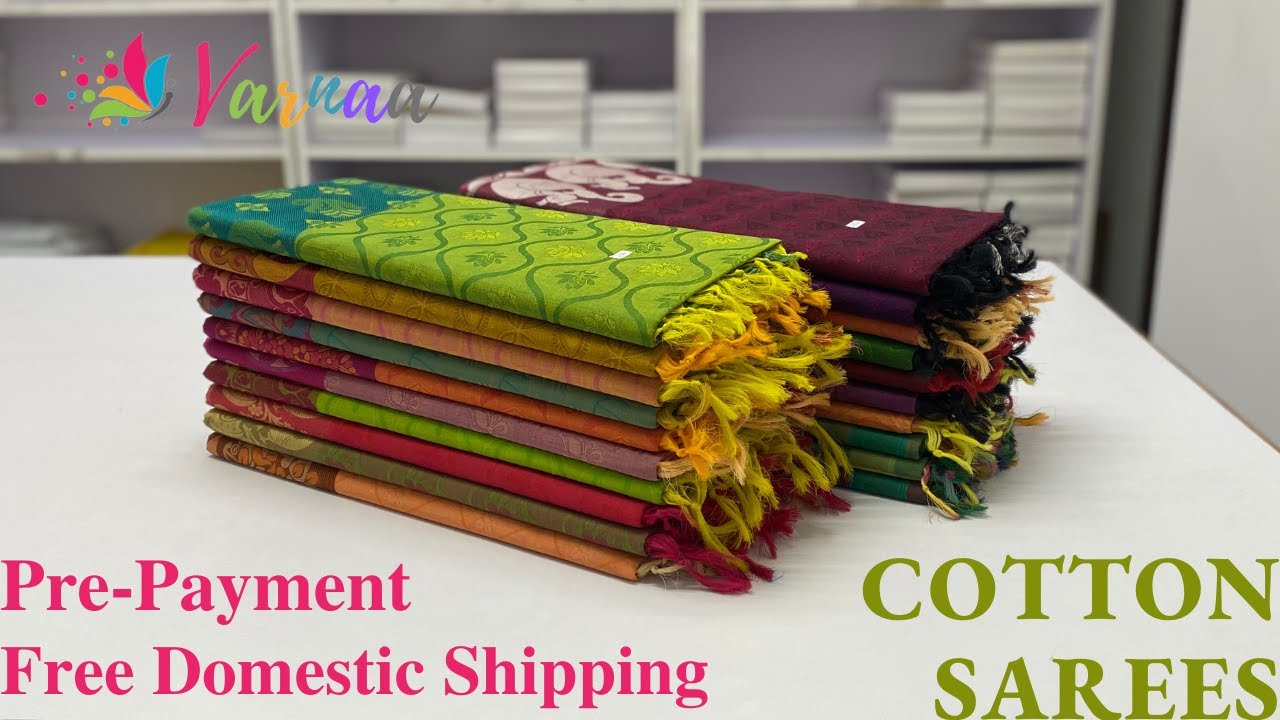 Cotton sarees collection | Pure Cotton sarees embossed designs | Varnaa ...