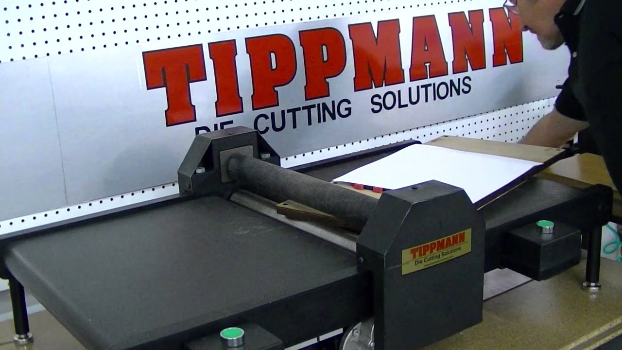 Tippman Roller die cutting press cutting card stock - YouTube