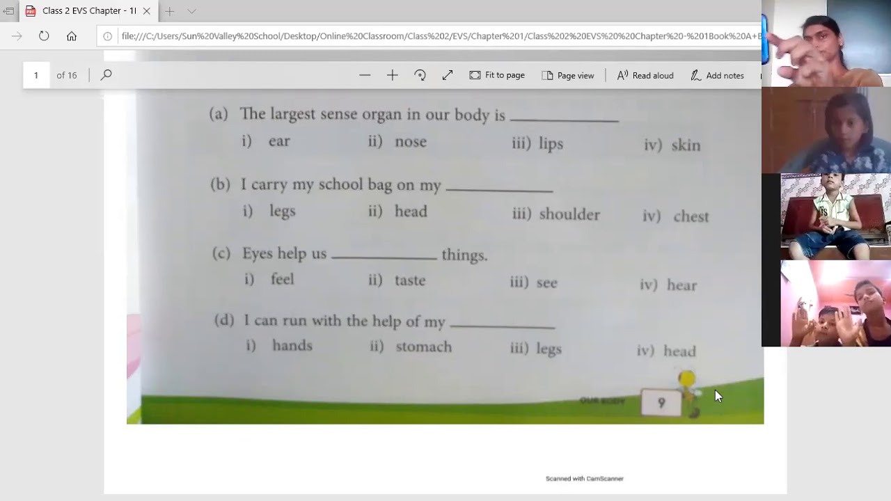 EVS Chapter 1 Our Body Class 2 - YouTube