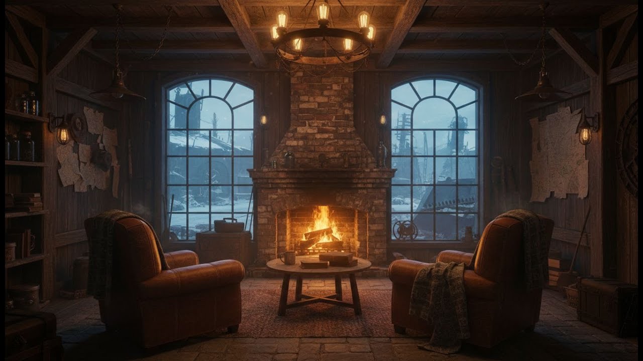 Cozy Post-Apocalyptic Cabin | 8 Hours Crackling Fireplace for Sleep ...