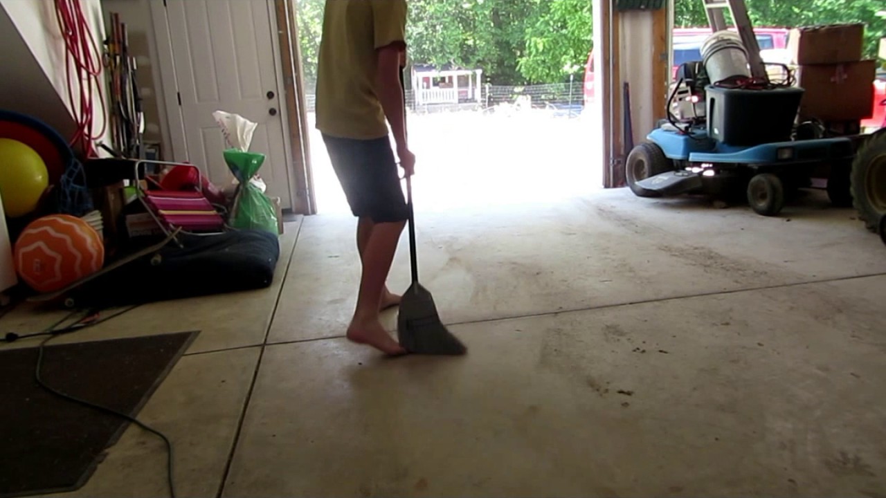 Sweeping the garage (new intro) - YouTube