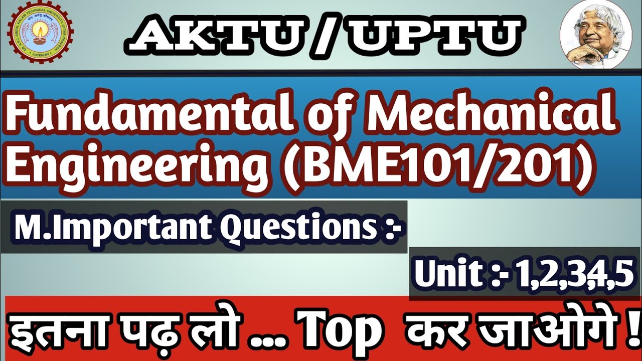 Fundamental of Mechanical Engineering Important questions Aktu| Aktu FME BME101 imp questions ...