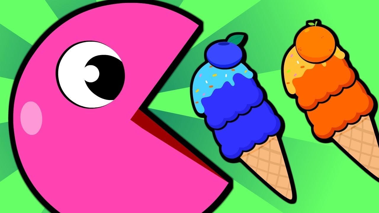 Learn Colors with pacman eating iceceam! | JellyPop Kids - YouTube