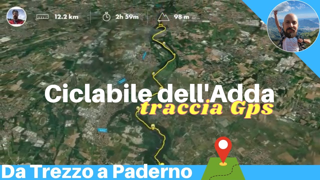 Pista ciclabile dell'Adda in 1 minuto, da Trezzo a Paderno traccia Gps ...
