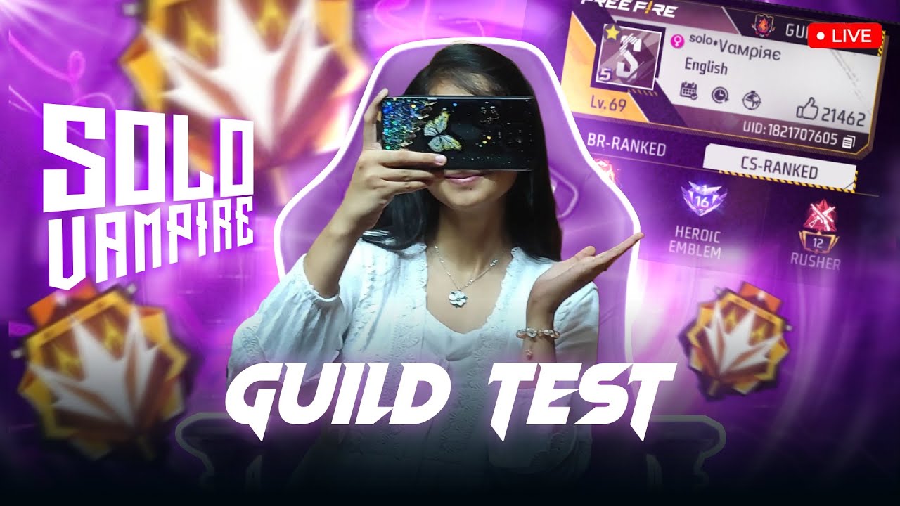 FF QUEEN IS BACK😎 ‍🔥 ||FREE FIRE LIVE GUILD TEST||GUILD TEST 1 VS 1 ...